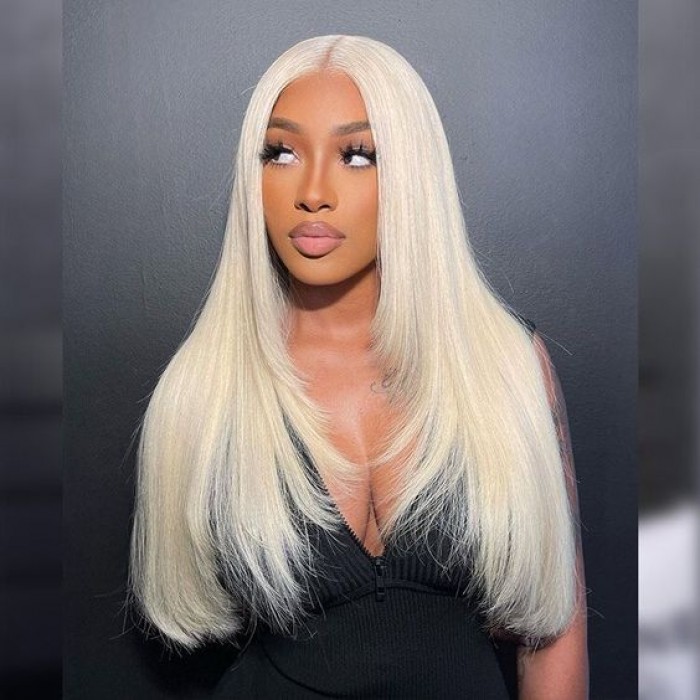 Blonde 613 Straight Wear & Go Glueless Lace Closure 180% Density Color ...