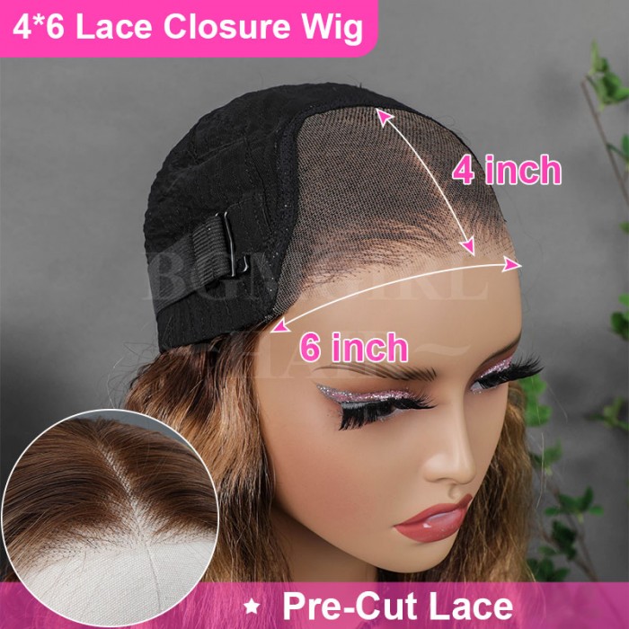 Brown Highlight Body Wave Wear & Go Glueless 180% HD Lace Closure Color ...