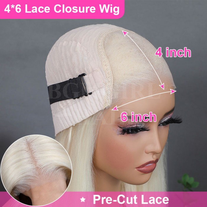 Blonde 613 Straight Wear & Go Glueless Lace Closure 180% Density Color ...