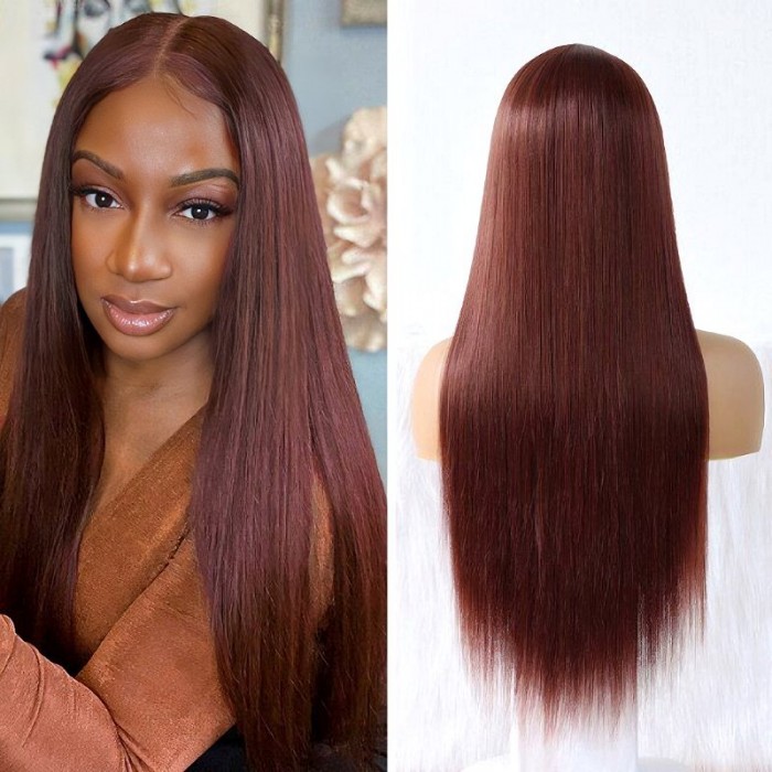 Reddish Brown Straight #33 Wear & Go Glueless Lace Closure 180% Density ...