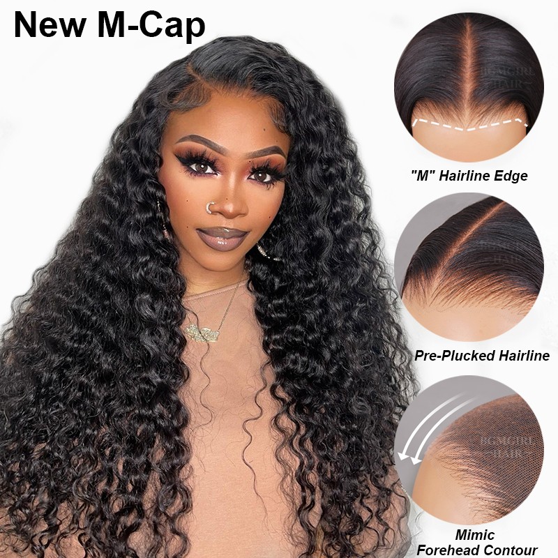 M-cap Deep Wave 9x6 Wear Go Wig HD Lace Pre-Bleached Tiny Knots Pre ...